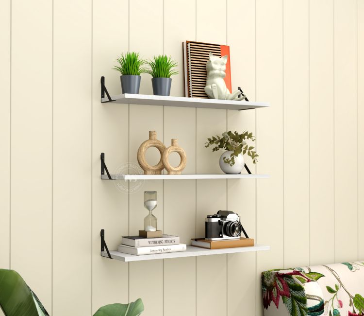 Wooden street wall shelves store